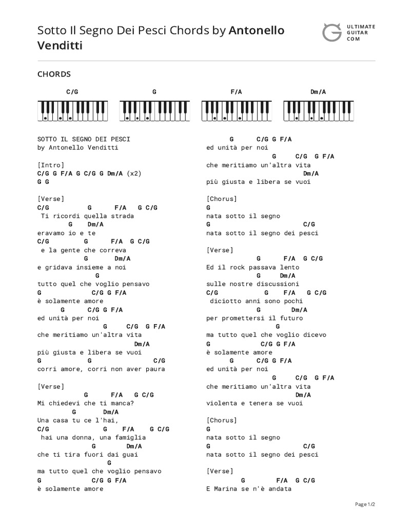 Sotto Il Segno Dei Pesci - Antonello Venditti | PDF