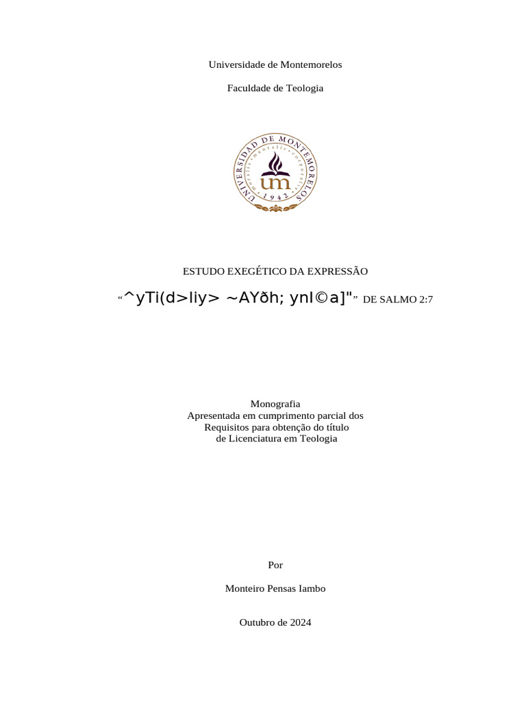 Capítulo Da Monografia de Monteiro Pensas Iambo | PDF