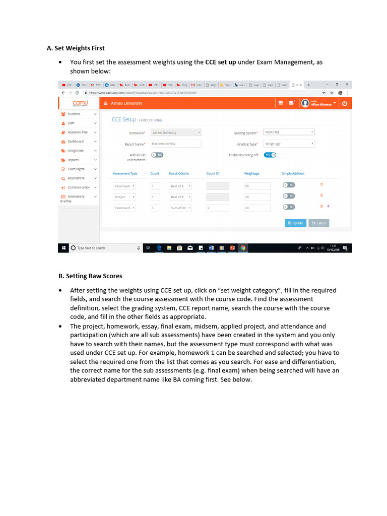 Camu Grades Set Up | PDF