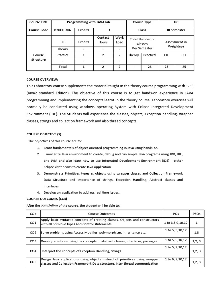 JAVA Lab Updated | PDF
