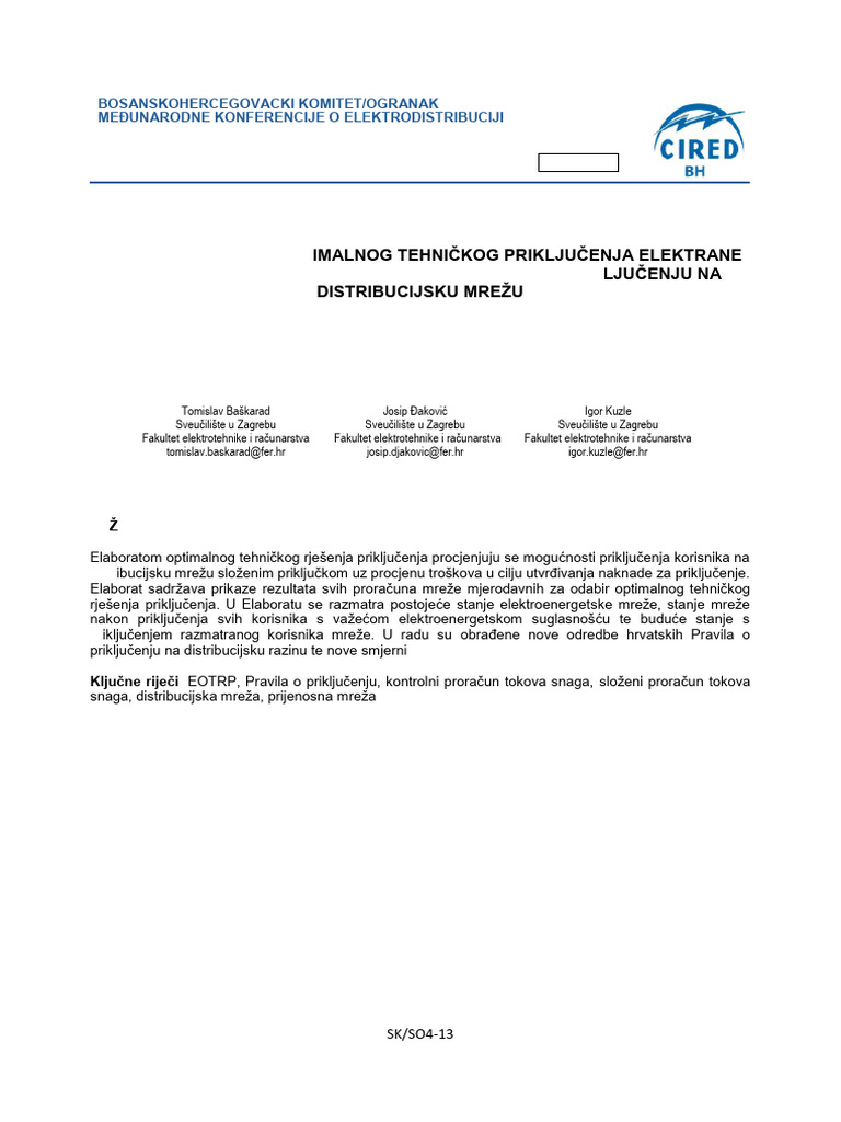 Izrada Elaborata Optimalnog Tehničkog Priključenja Elektrane Prema Novim Odredbama Hrvatskih ...