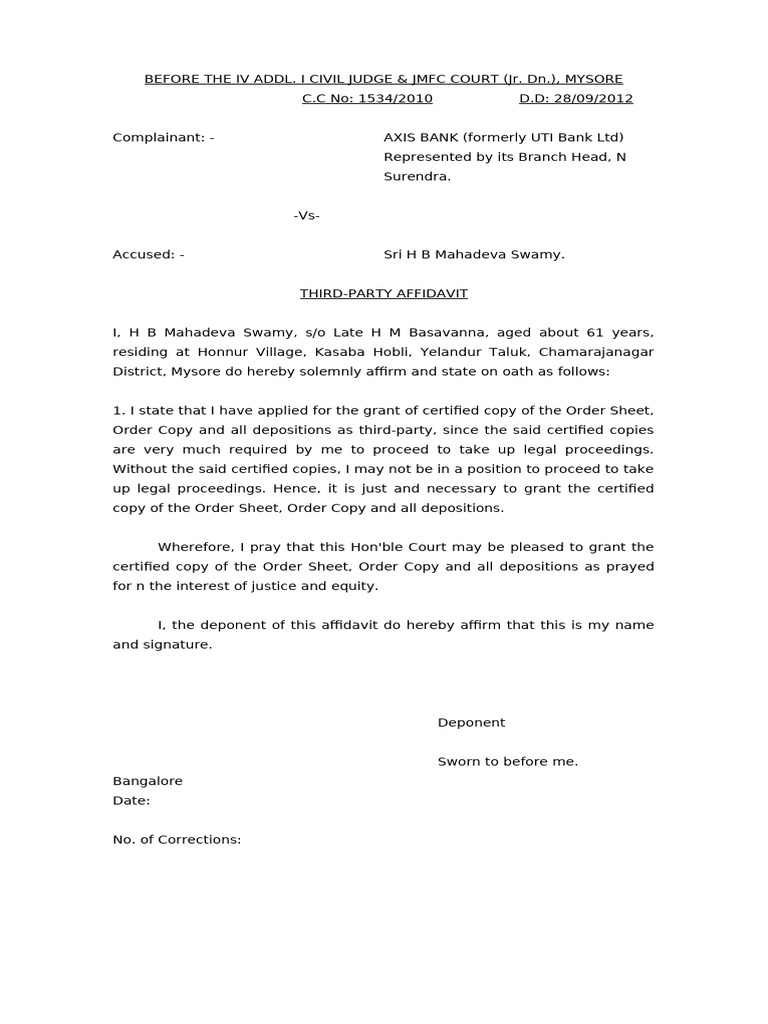 CC1534 2012 Third Party Affidavit | PDF