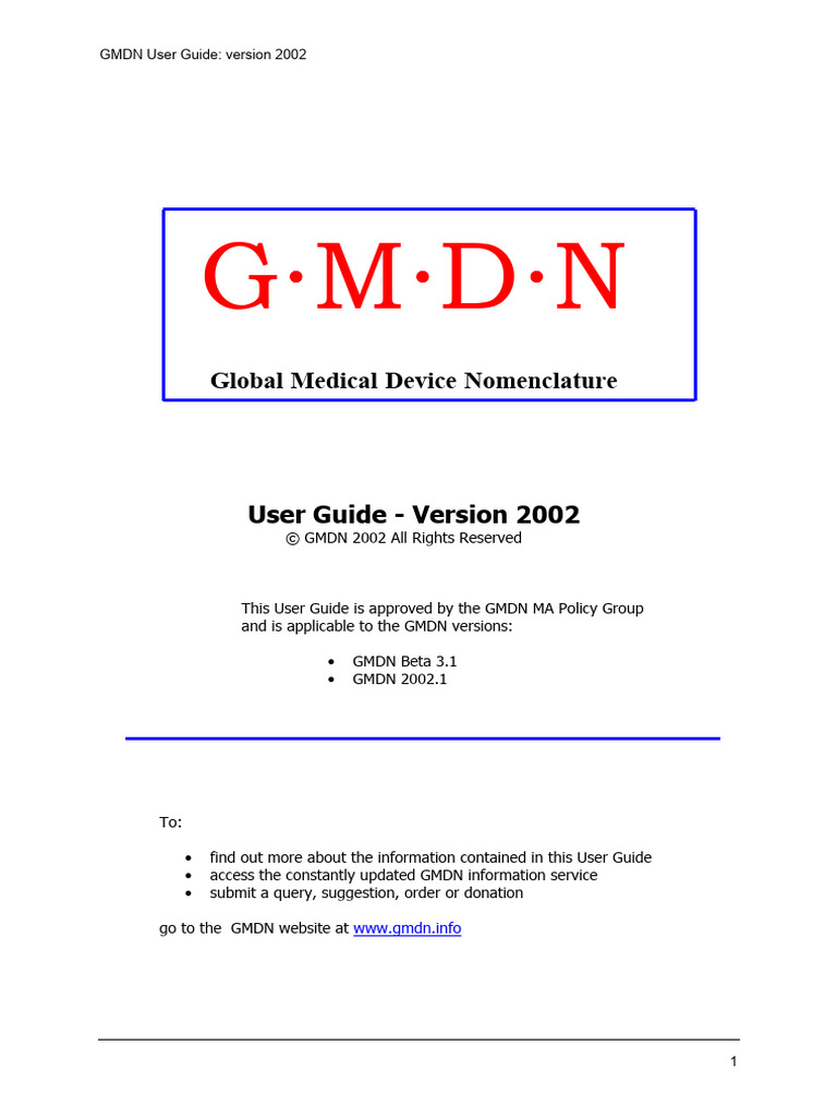 GMDN User Guide | PDF