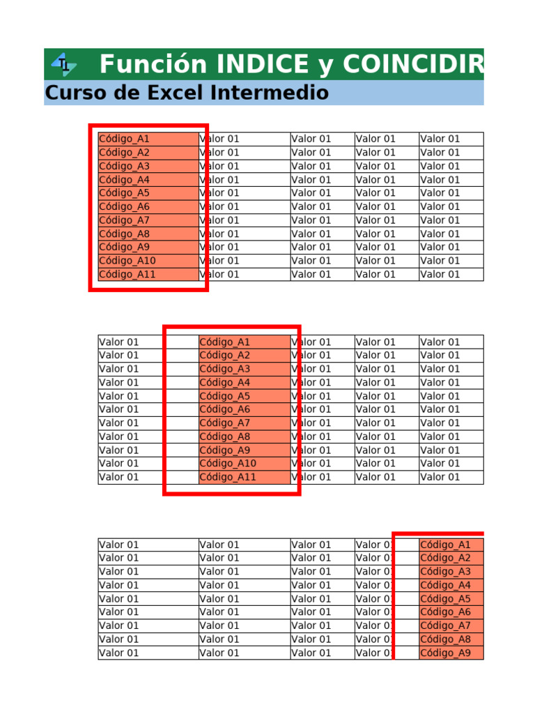 Curso Intermedio BONUS1 Función INDICE y COINCIDIR en Excel El Tío Tech | PDF