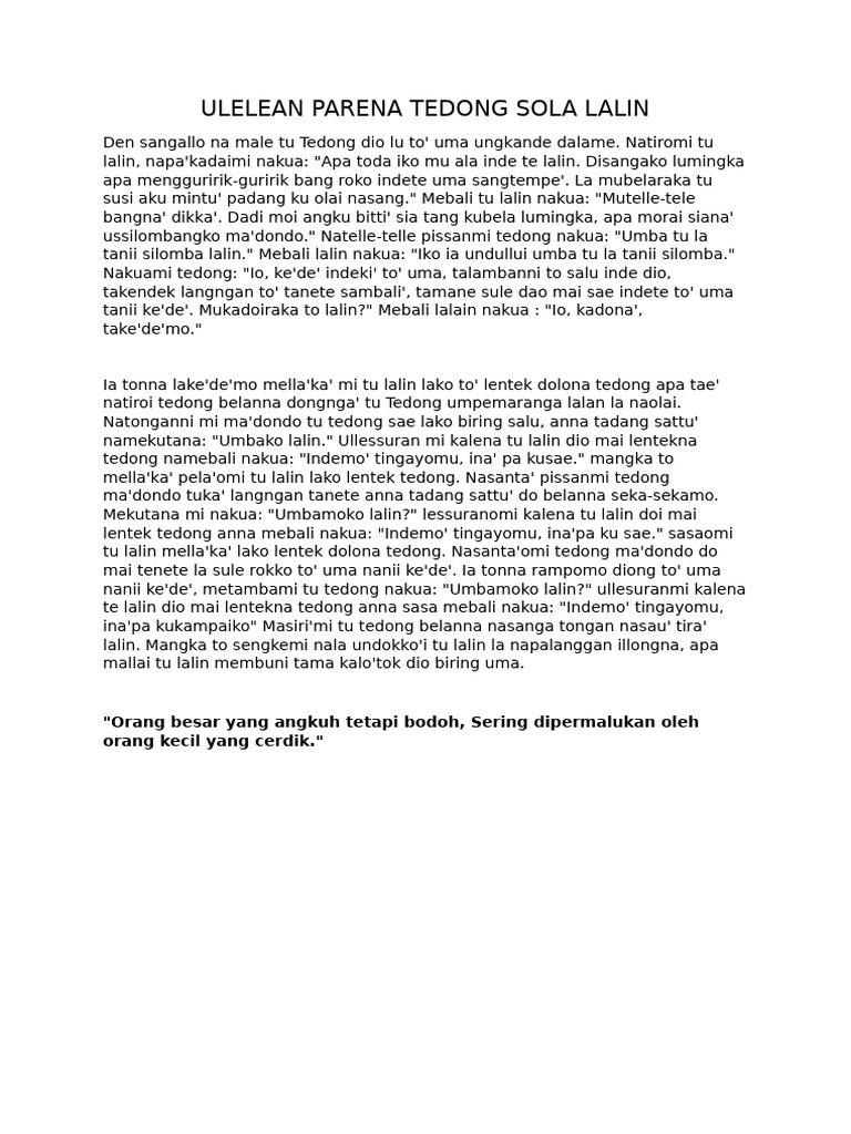 Ulelean Parena Tedong Sola Lalin | PDF