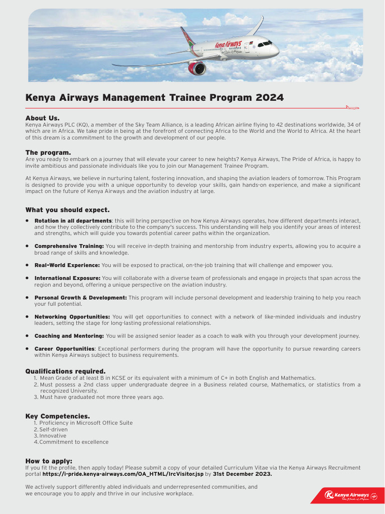 KQ Management Trainee Programme 2024 | PDF