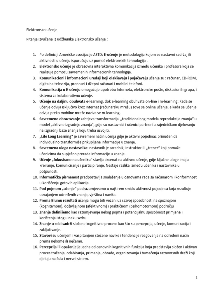 El Ucenje Vjezba | PDF