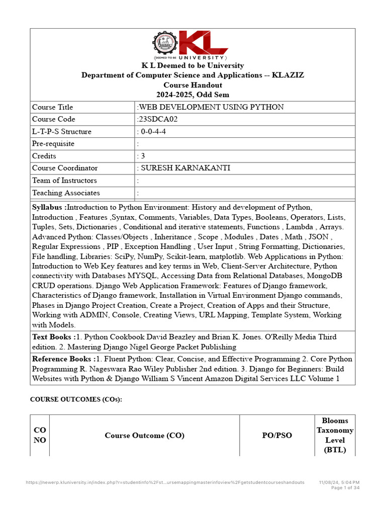 Python Course Handout | PDF