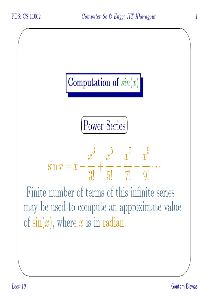 Lect10 Computation of Sin (X) | PDF