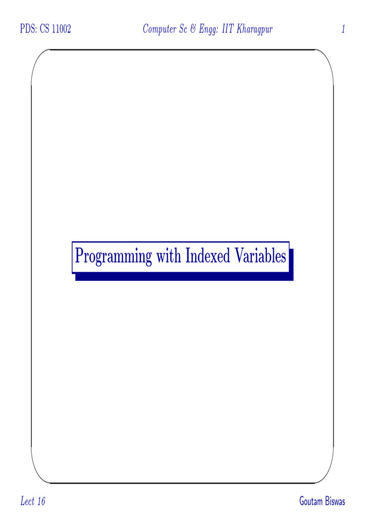 Lect16 1-D Array | PDF