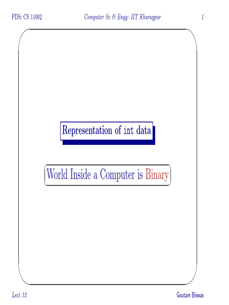 Lect12 Representation of Int Data | PDF