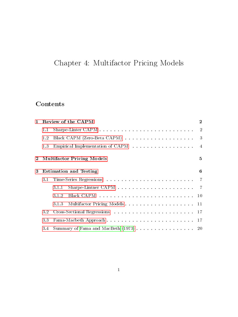 Chapter 4 Multifactor Pricing Models | PDF | Capital Asset Pricing ...