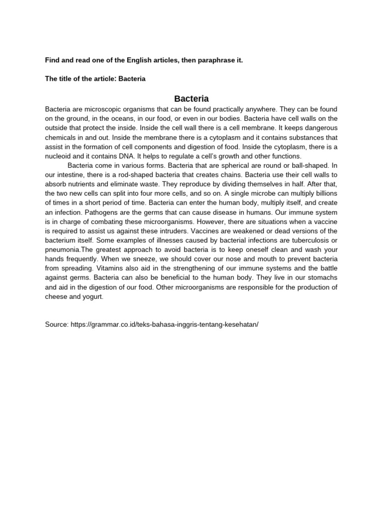 Critical Reading About Bacteria | PDF