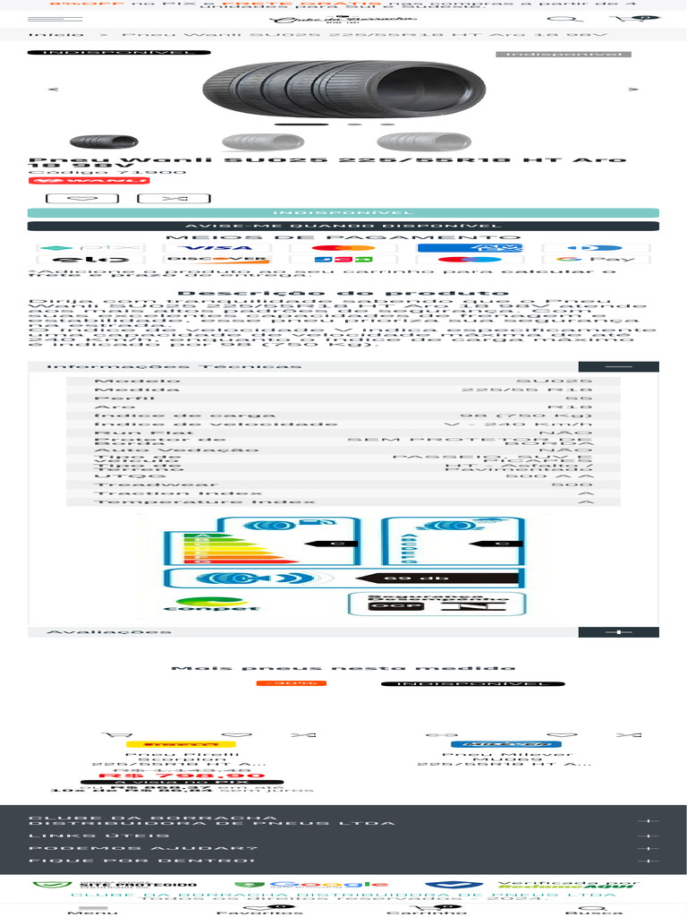 Pneu Wanli SU025 22555R18 HT Aro 18 98V Clube | PDF