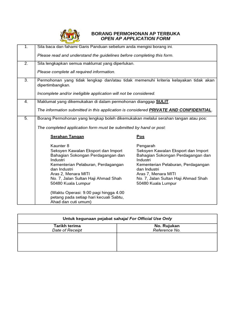 Borang Permohonan AP Terbuka 2023 | PDF