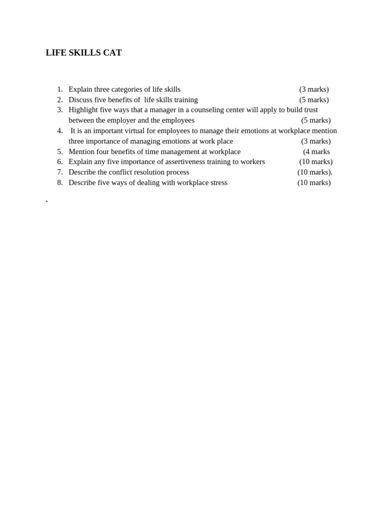 Life Skills Cat | PDF