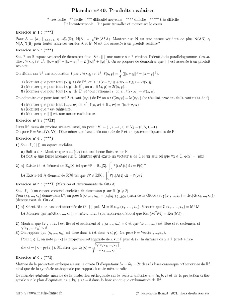 40 Produit Scalaire Planche | PDF