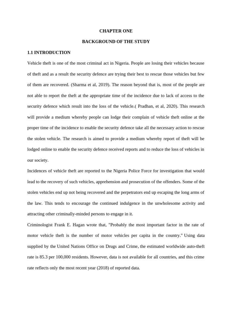Chapter One Complete Vechile Theftreporting System | PDF