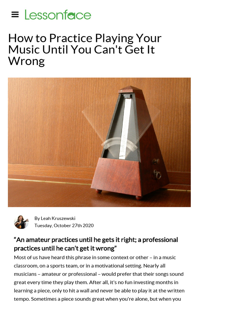 Practice Your Music Instrument Until You Can't Get It Wrong | PDF ...