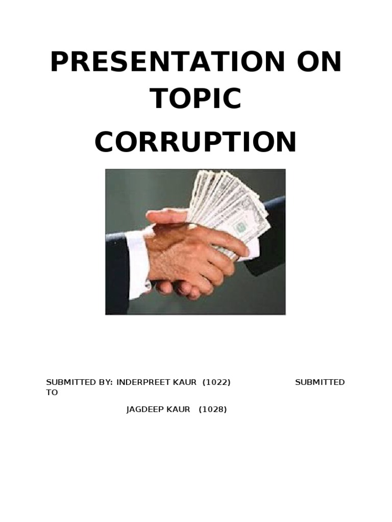 Presentation On Corruption | PDF | Political Corruption | Corruption