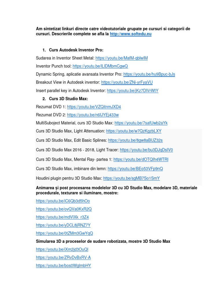 Links Youtube Cursuri Autodesk Adobe Corel | PDF | Adobe Photoshop | Computers