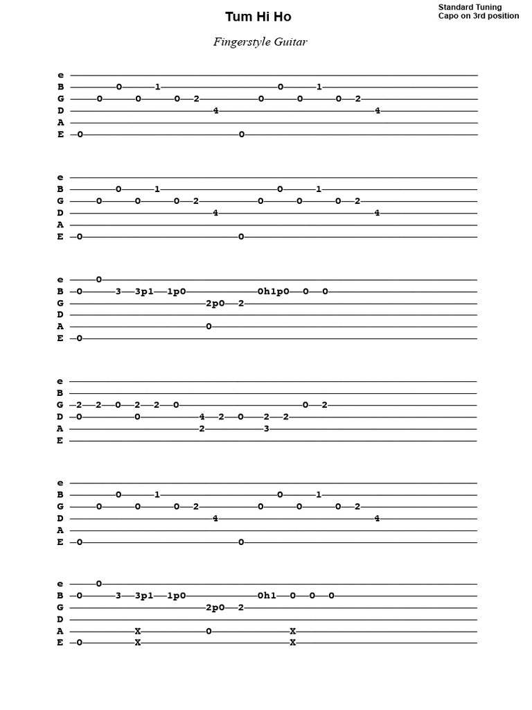 Tum Hi Ho Tabs PDF | PDF | European Musical Instruments | Guitar Family ...