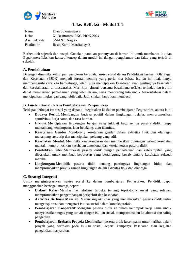 1.4.e-Refleksi Modul 1.4 | PDF