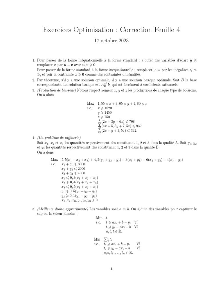 Exercices - 1A 4 Corr | PDF