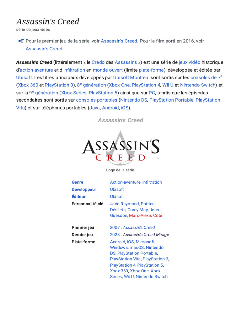 Assassin's Creed - Wikipédia | PDF