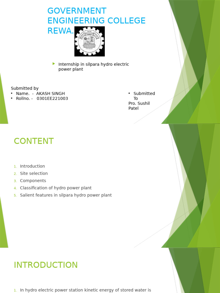 Government Engineering College REWA. (M.P) : Internship in Silpara ...