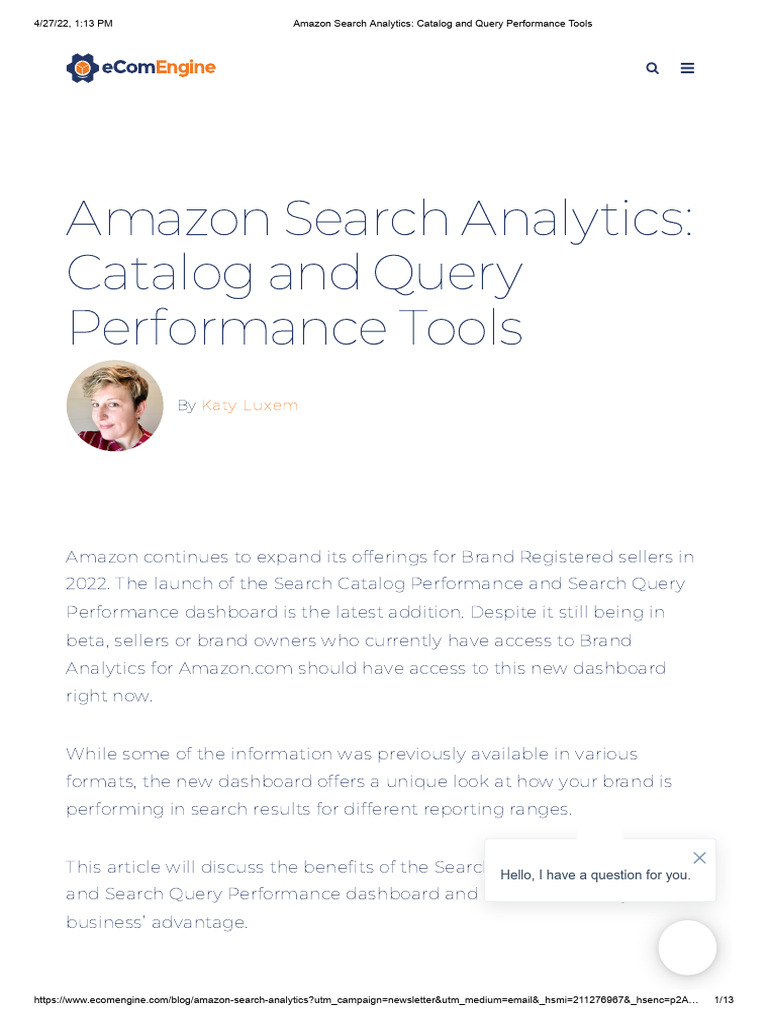 Amazon Search Analytics - Catalog and Query Performance Tools | PDF