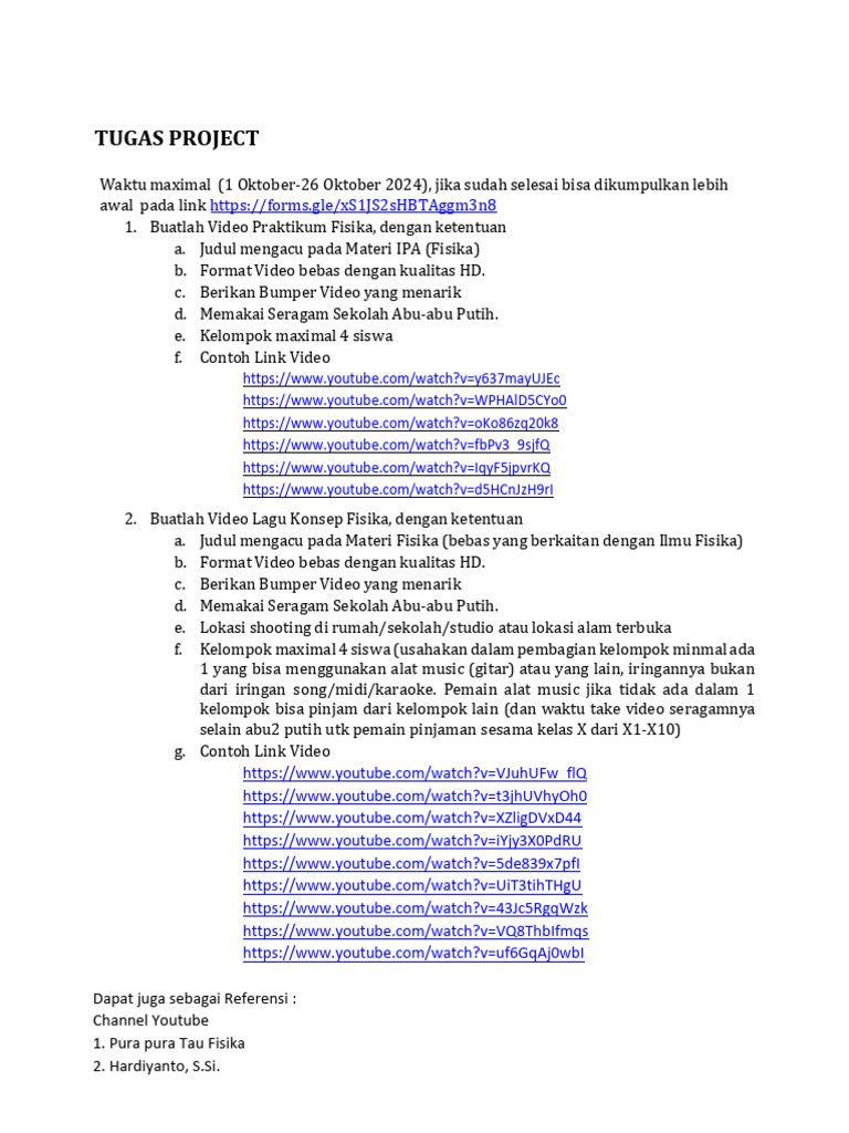 Tugas Project Video Fisika SMT 1 TP 24 - 25 | PDF