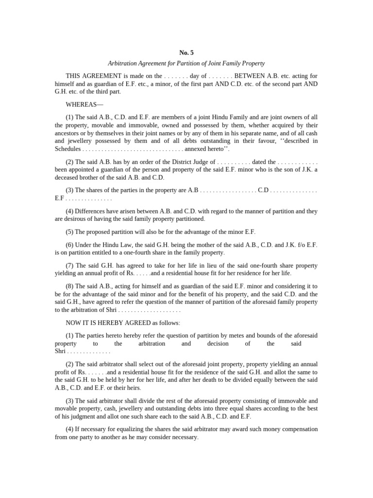 Deed of Partition in English | PDF