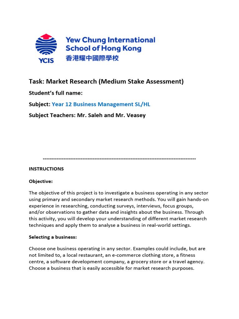 Market Research Project | PDF