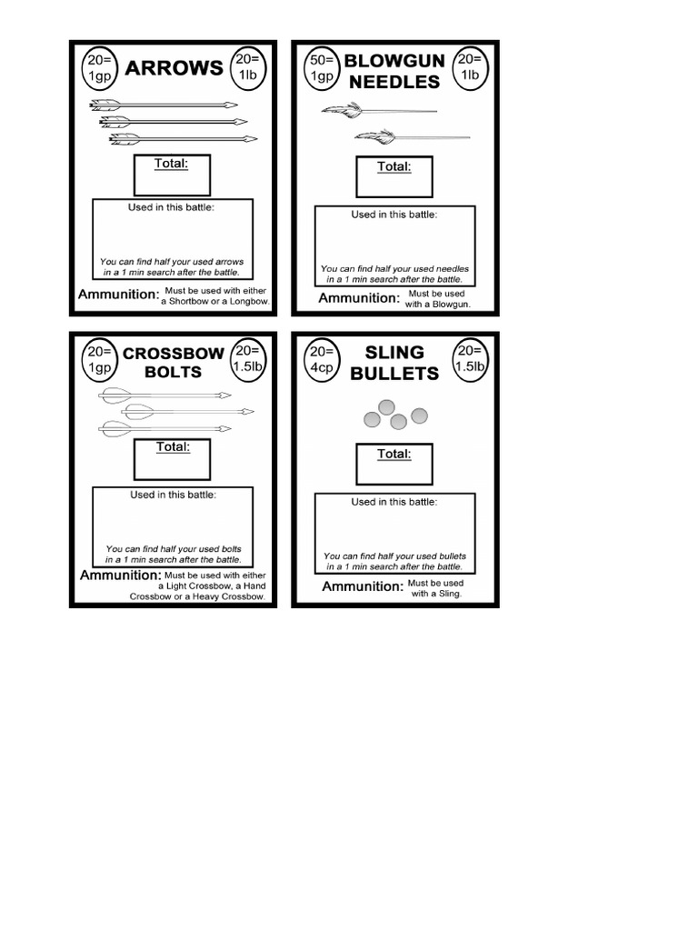 Ammunition Cards | PDF