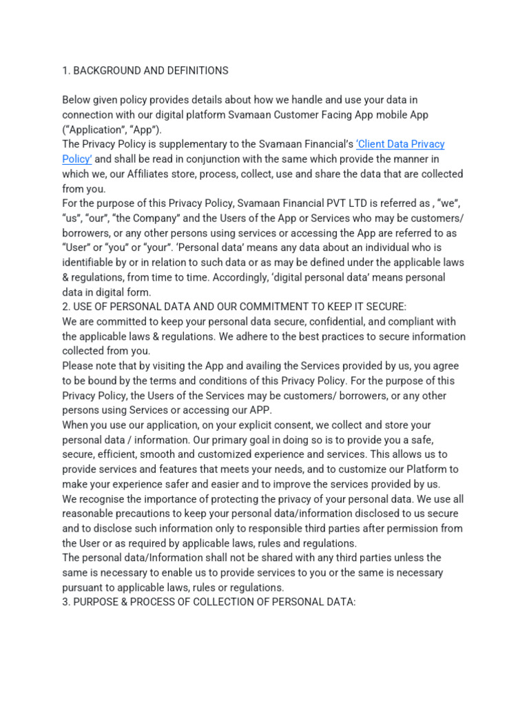 Sample Privacy Policy | PDF