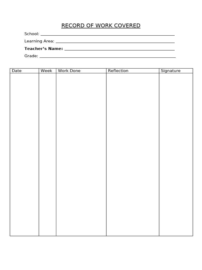 Record of Work | PDF