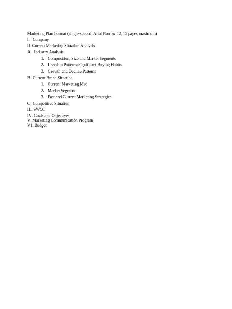 Marketing Plan Format | PDF
