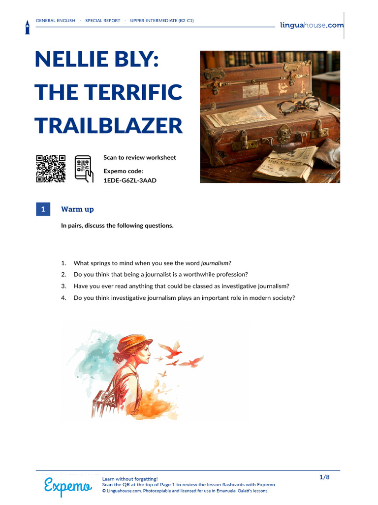 Nellie Bly The Terrific Trailblazer British English Teacher B2 C1 | PDF