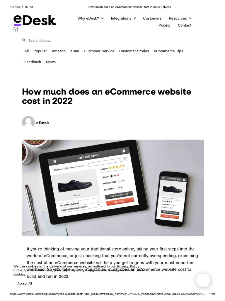 How Much Does An Ecommerce Website Cost in 2022 - Edesk | PDF