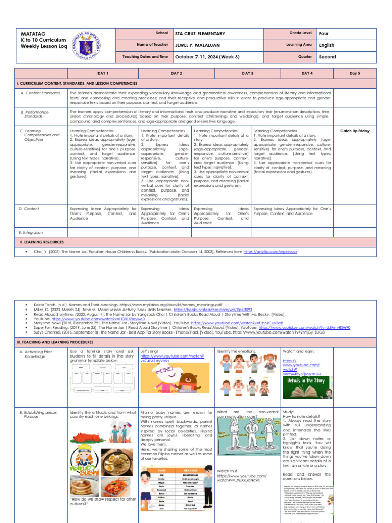 ENGLISH4-Q2-W3-DLL-1 | PDF