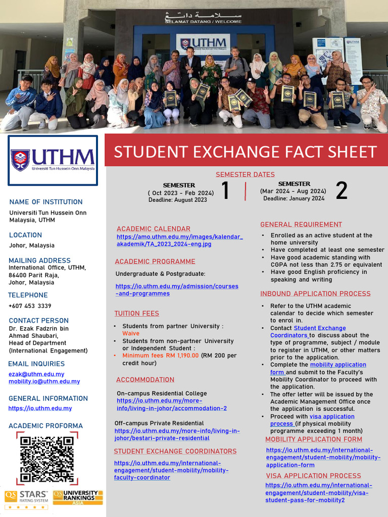 Uthm-Student-Exchange-Fact-Sheet-Final-2023 Ver 1 | PDF