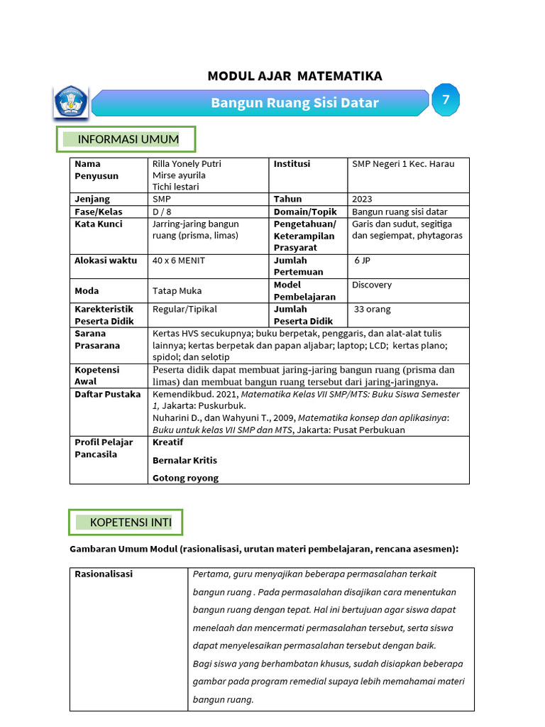 Modul Bangun Ruang Sisi Datar | PDF