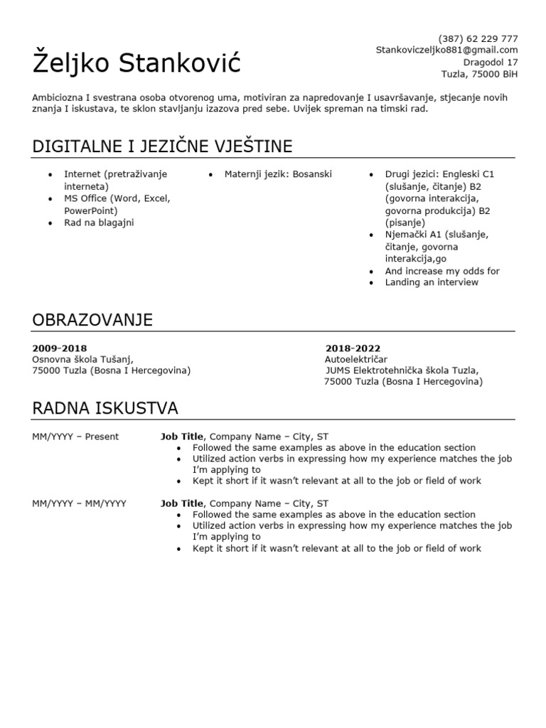 Zeljko CV | PDF