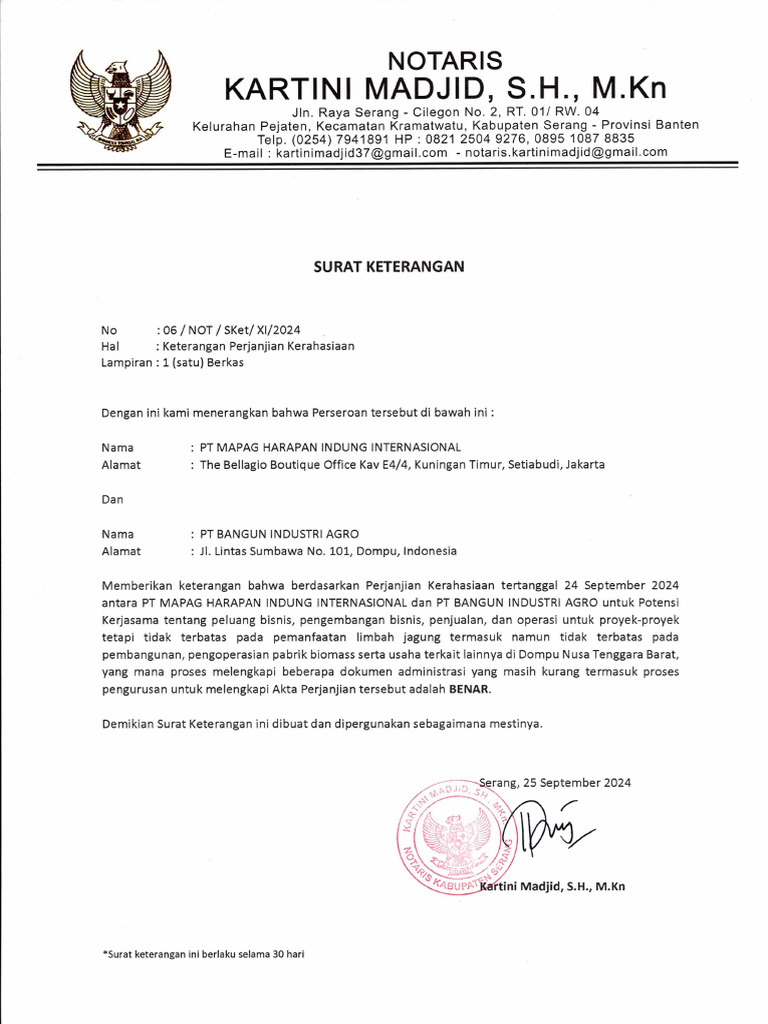 Surat Keterangan Cover Note - Mhii-Bia | PDF