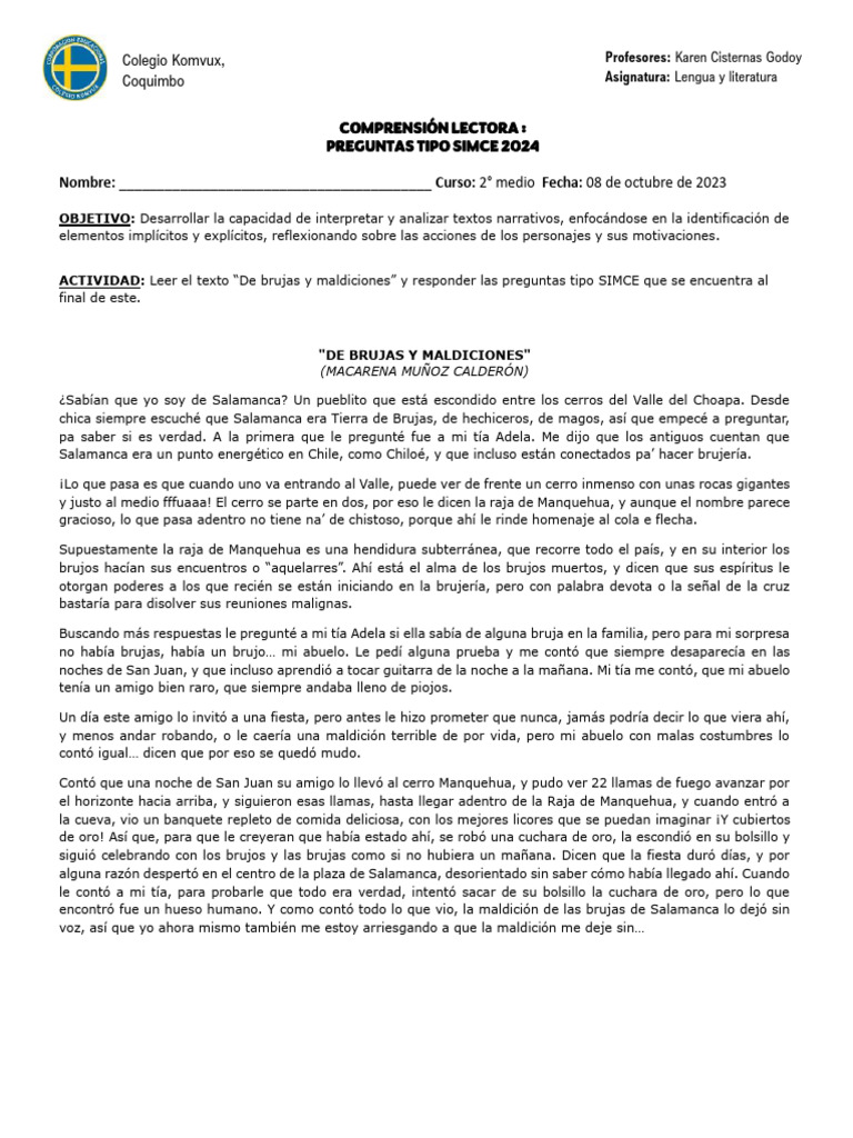 Guia 2M Simce- cuentos | PDF