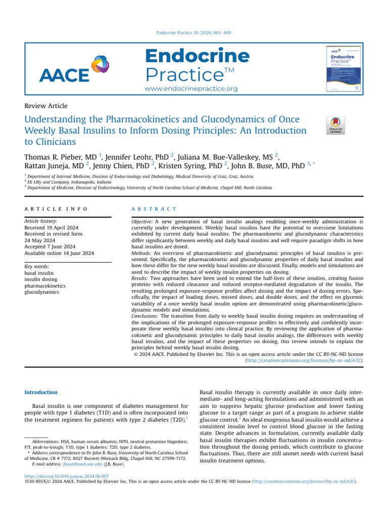 Understanding The Pharmacokinetics and Glucodynamics of Once Weekly ...