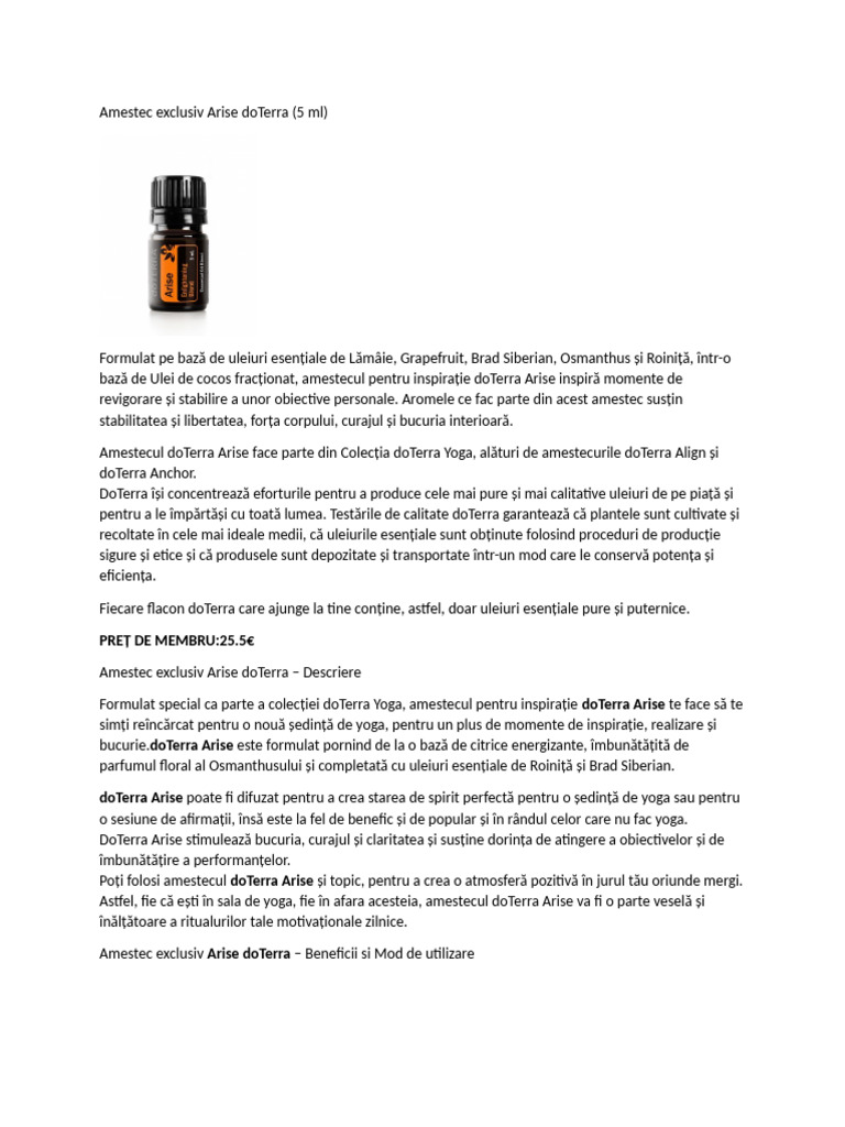 Amestec Exclusiv Arise DoTerra | PDF Amestec Exclusiv Arise DoTerra | PDF