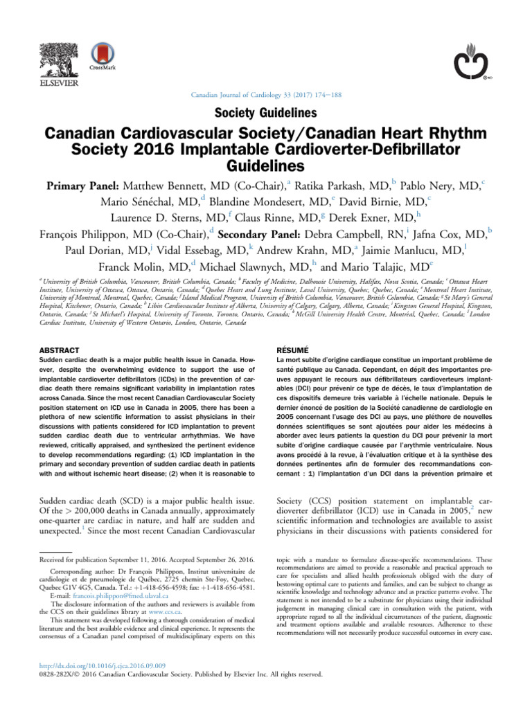 Canadian Cardiovascular Society/Canadian Heart Rhythm Society 2016 ...