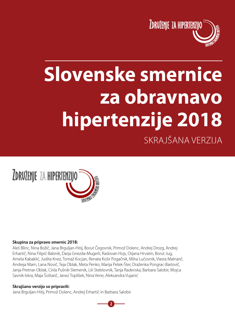 Smernice Za Obravnavo Hipertenzije 2018 | PDF